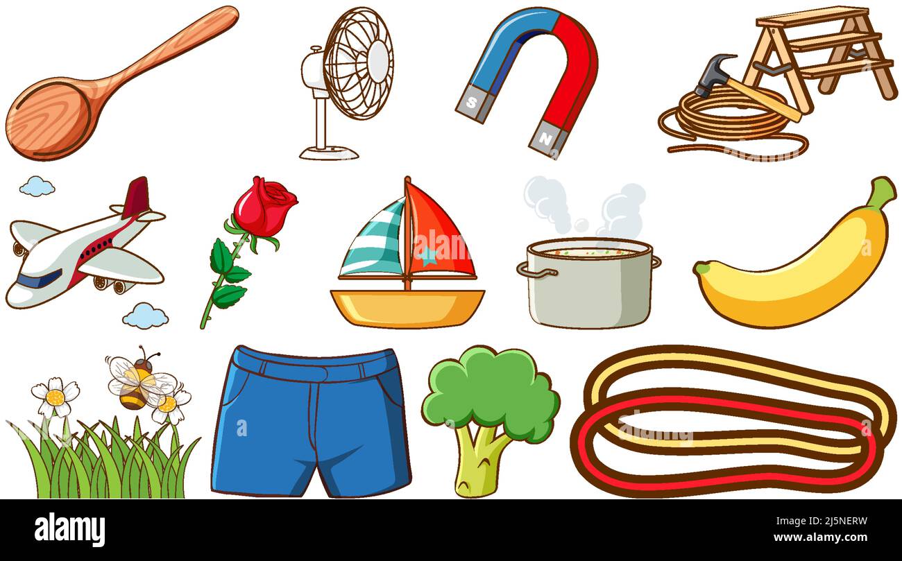Different objects on white background illustration Stock Vector Image ...