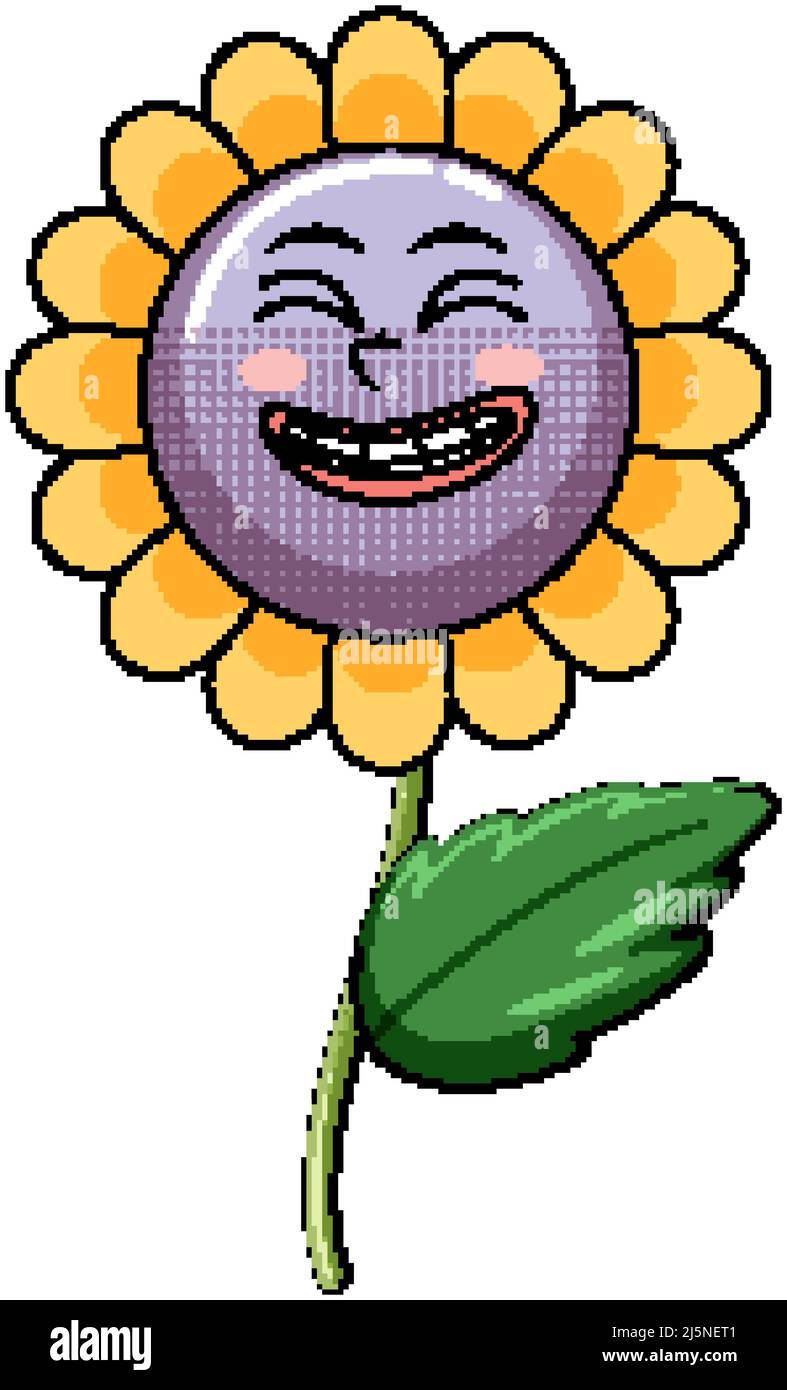 A flower cartoon character on white background illustration Stock ...