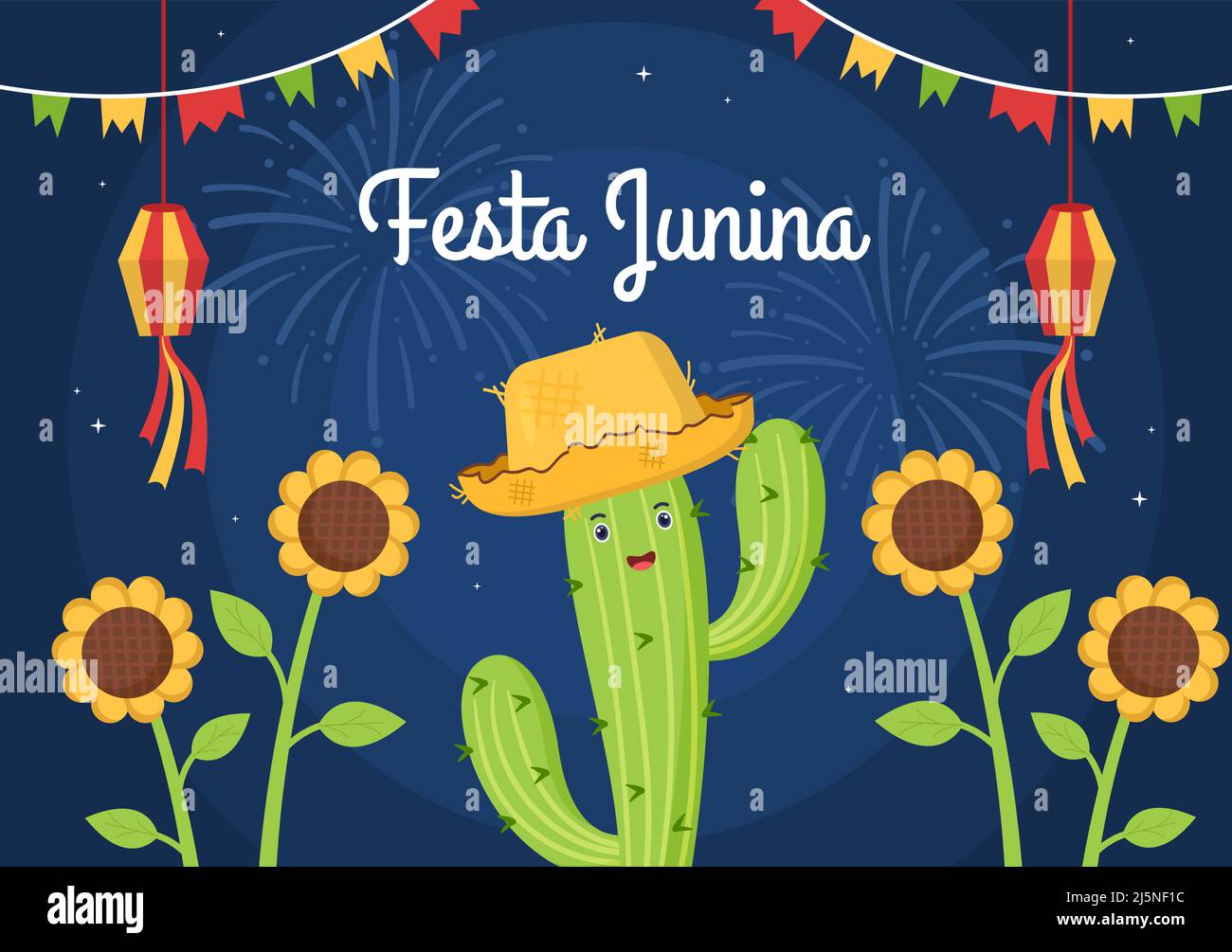 Festa Junina or Sao Joao Celebration Cartoon Illustration Made Very ...