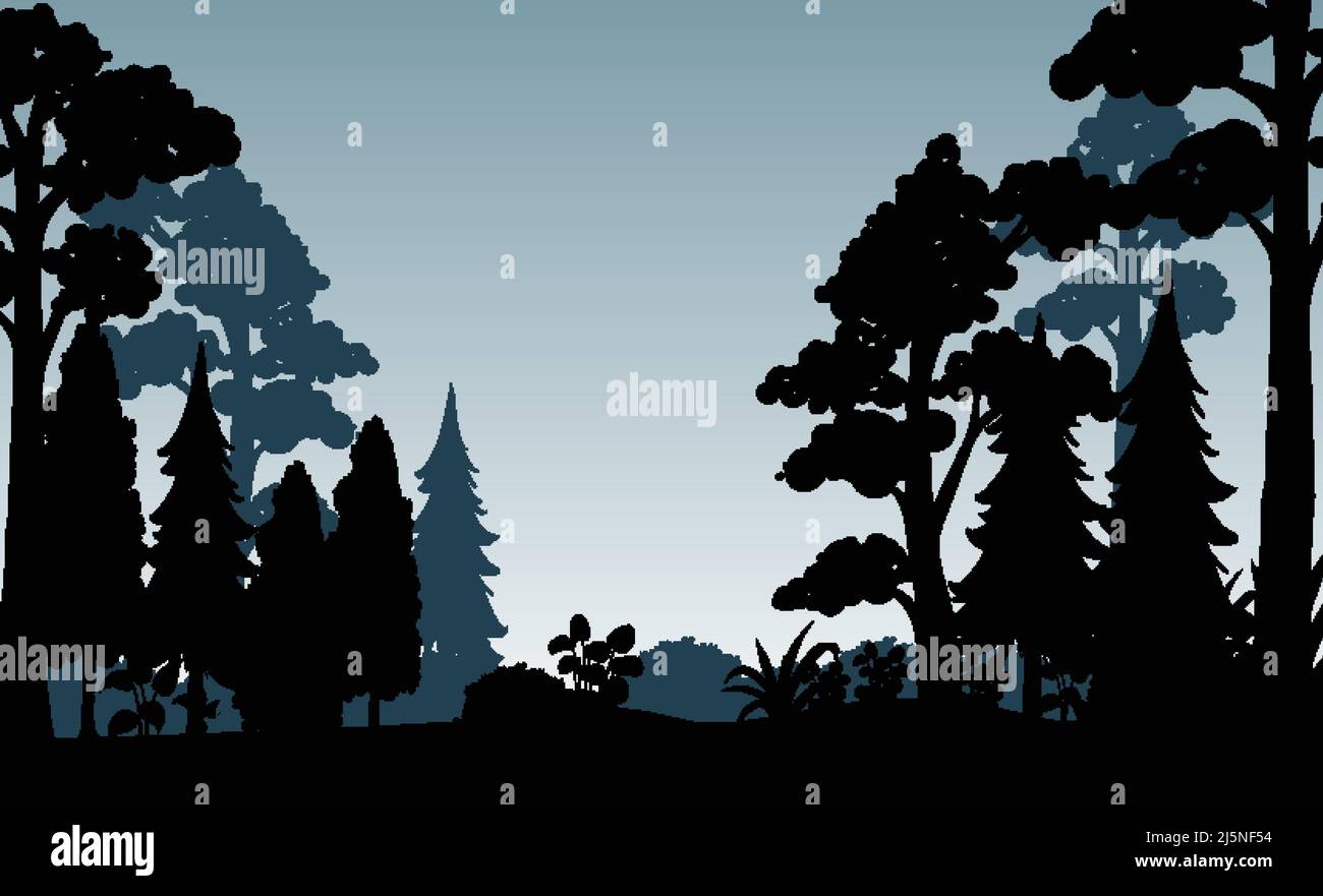 Silhouette shadow of forest scene illustration Stock Vector Image & Art ...