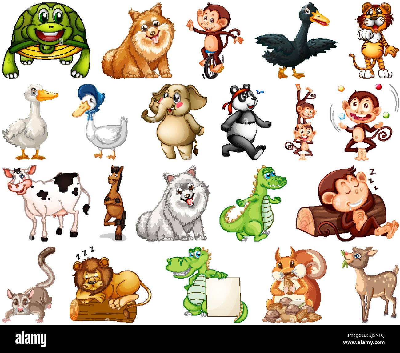 Set of animal cartoon character illustration Stock Vector Image & Art ...