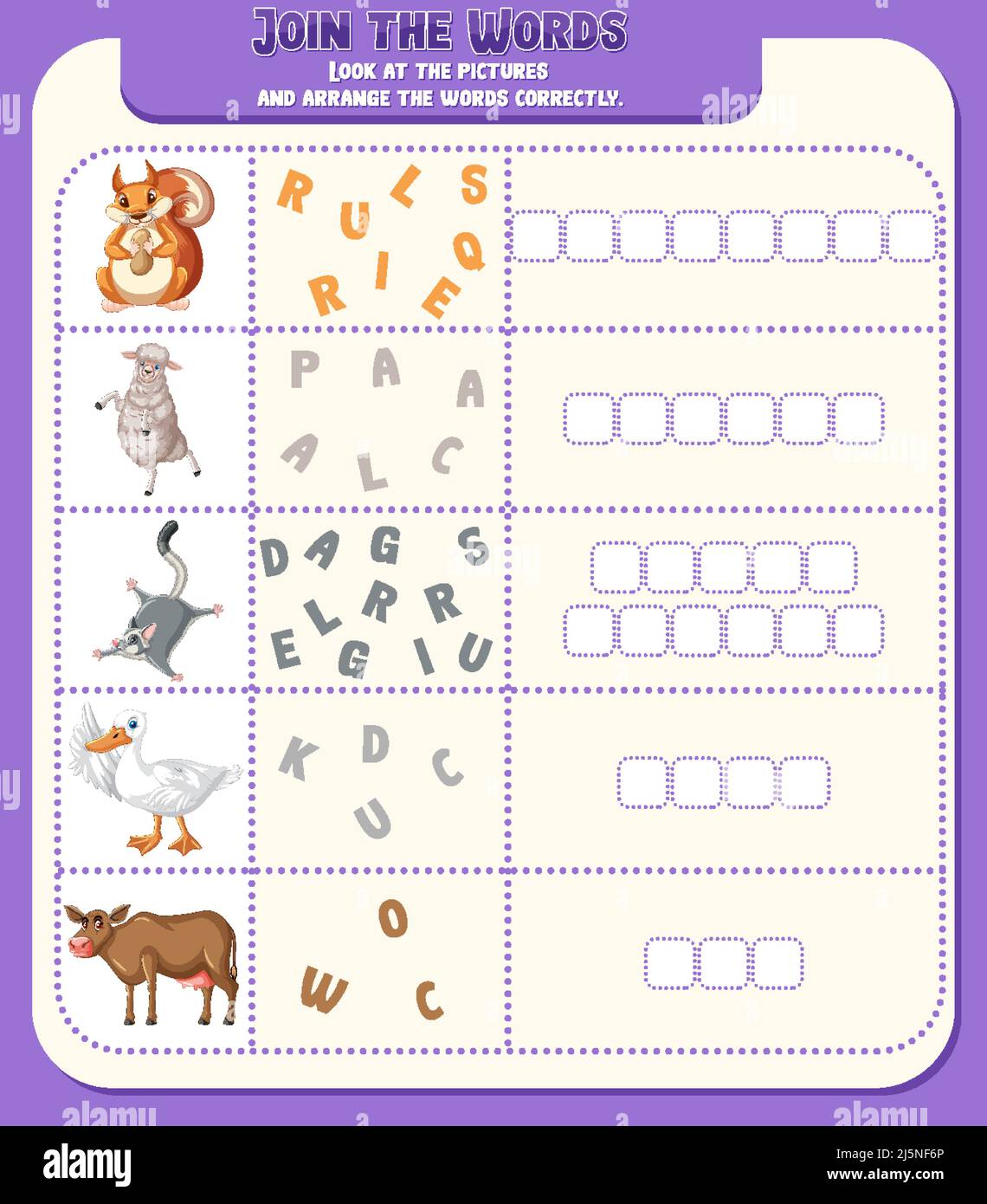 Arrange the letters in order with pictures illustration Stock Vector ...