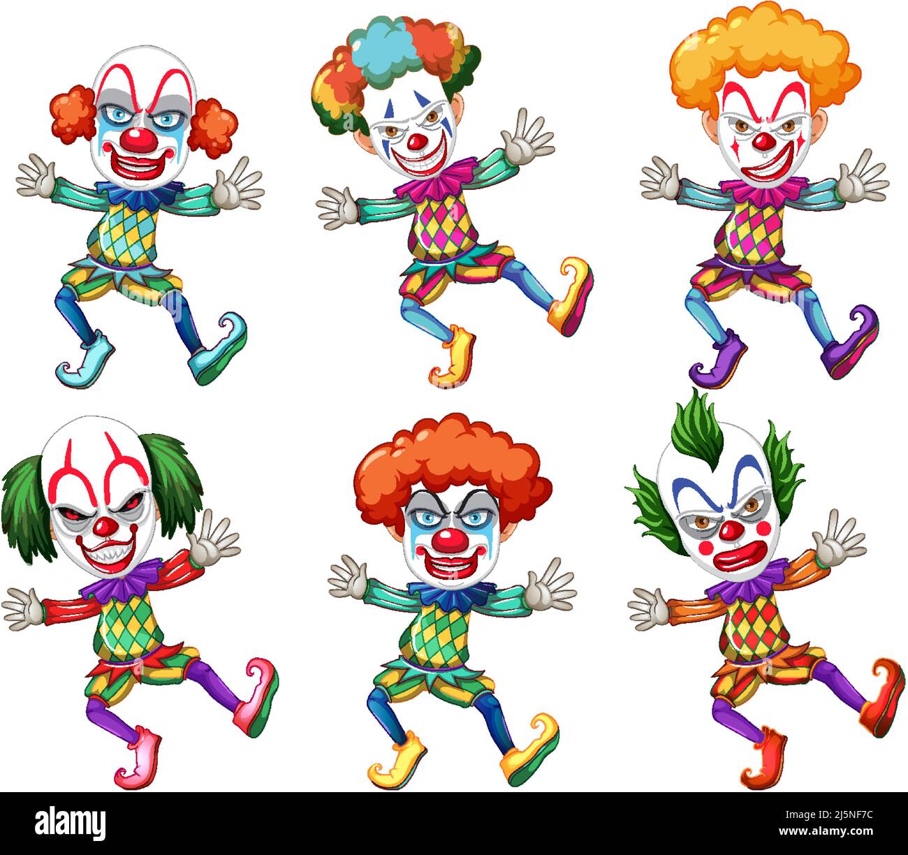 Set of clown cartoon character illustration Stock Vector Image & Art ...