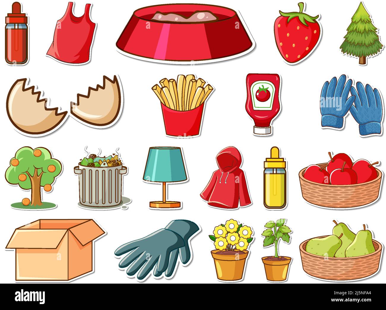 Sticker set of mixed daily objects illustration Stock Vector Image ...