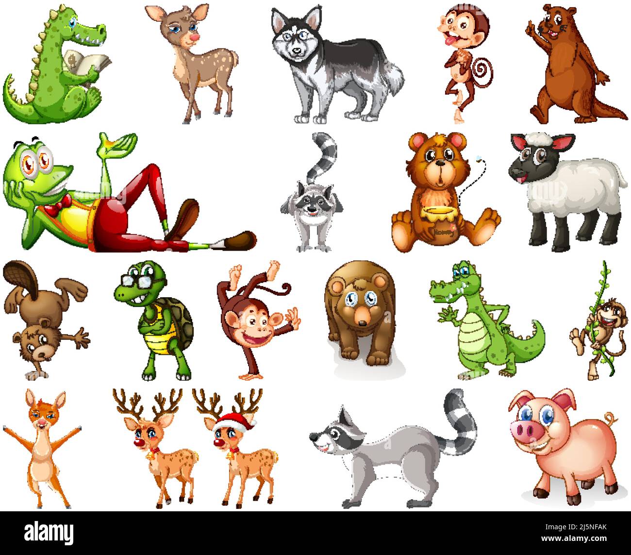 Set of animal cartoon character illustration Stock Vector Image & Art ...