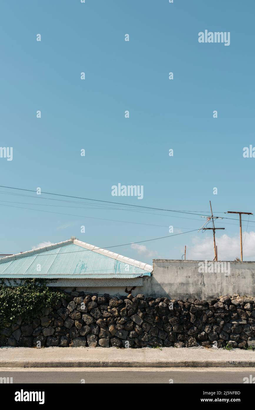 Jeju Olle Trail countryside village street in Jeju island, Korea Stock ...