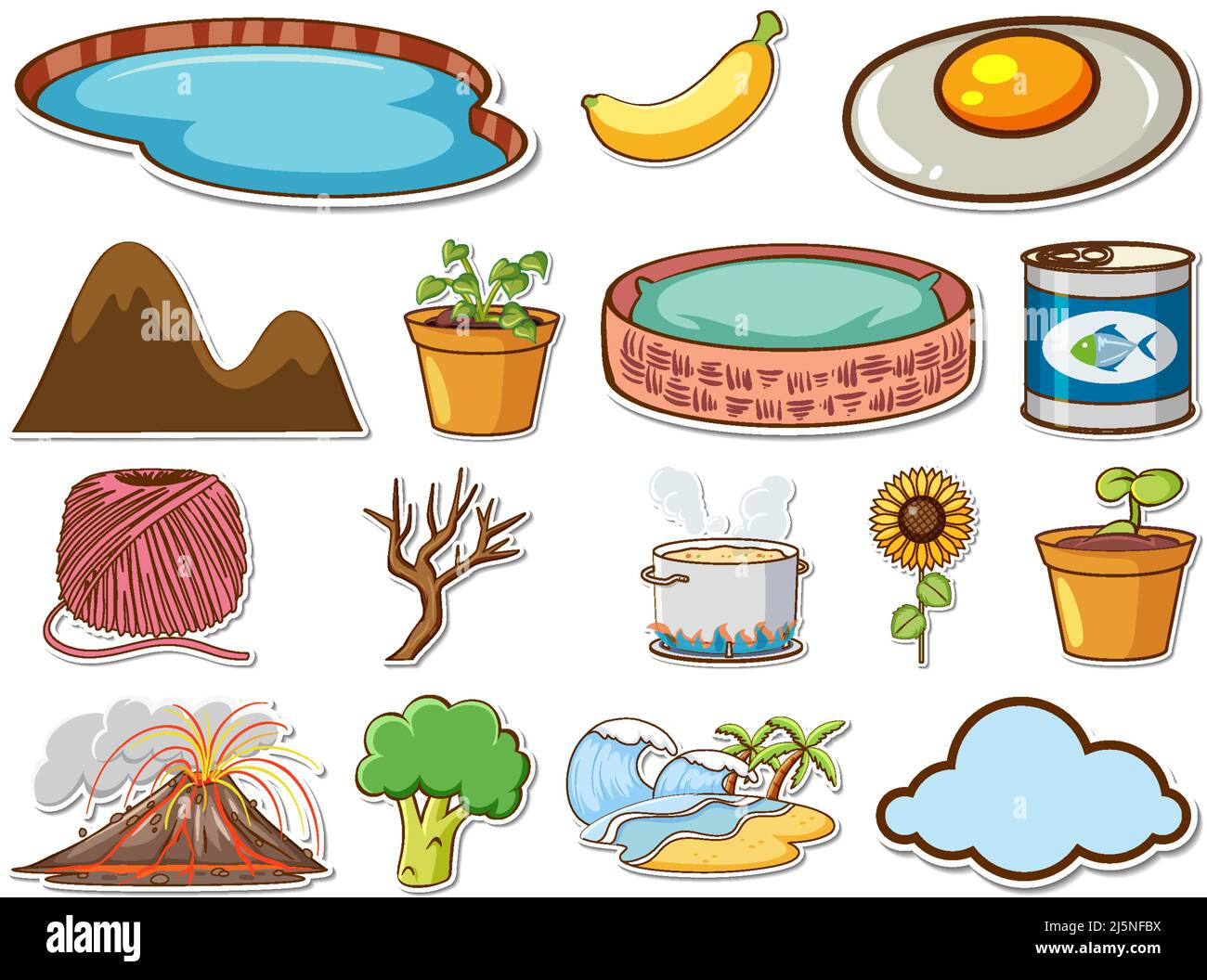 Sticker set of mixed daily objects illustration Stock Vector Image ...