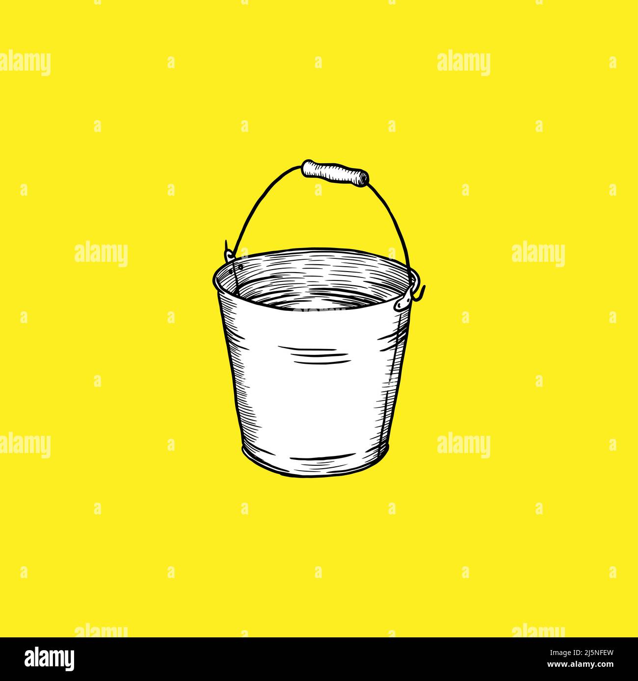 Tin Bucket illustration. Hand drawn. vintage style Stock Vector Image ...