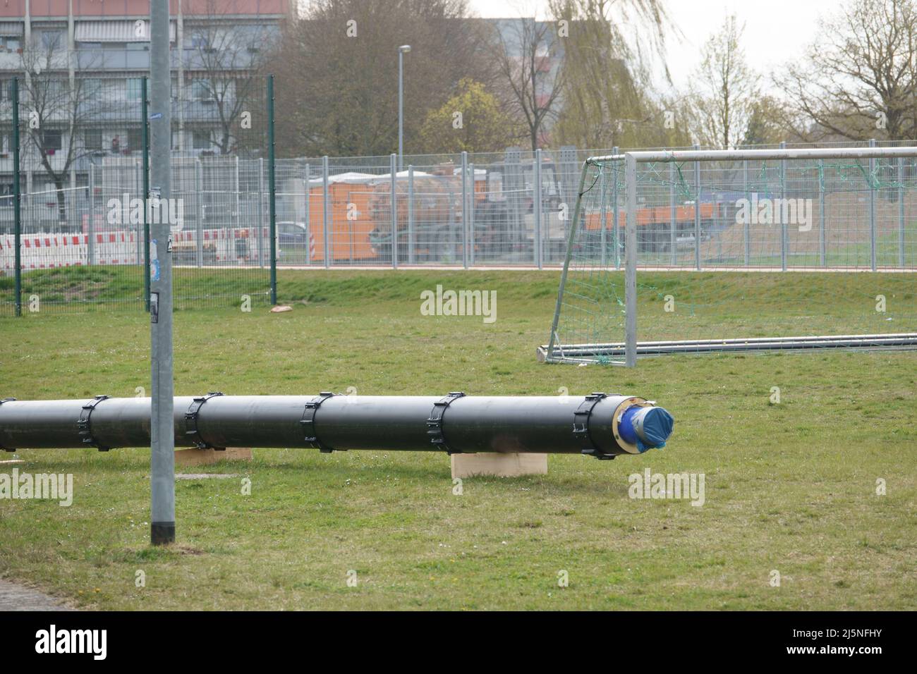 a long gas pipeline lies ready for laying Stock Photo - Alamy