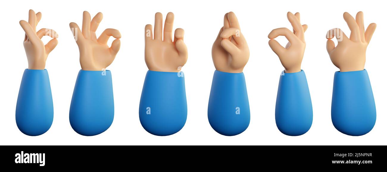 Human hand ok symbol with fingers gesture set. Agreement, positive ...