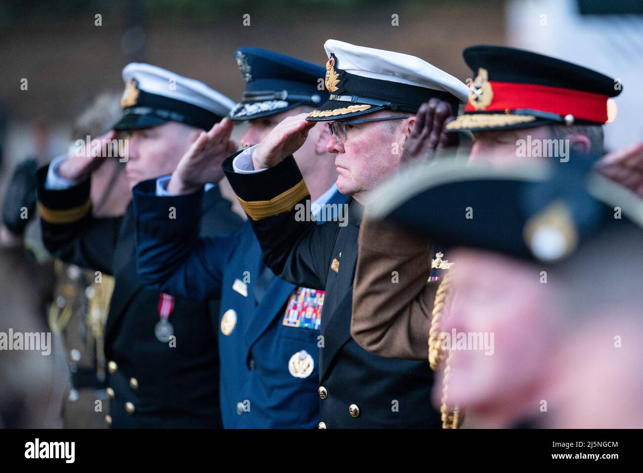 Members of the armed forces during the Dawn Service commemorating Anzac ...
