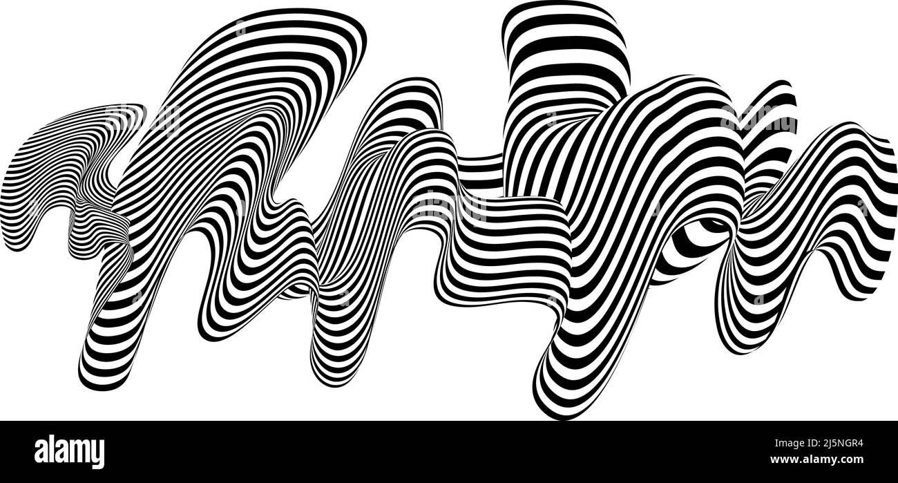 Abstract black and white stripe. Liquify Wave Line. Perspective Smooth ...