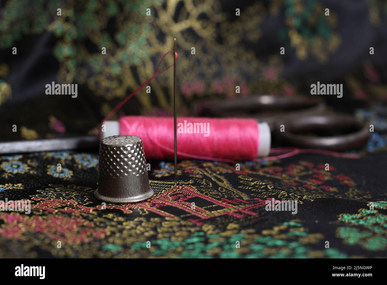 Embroidered with silk and metal thread hi-res stock photography and ...