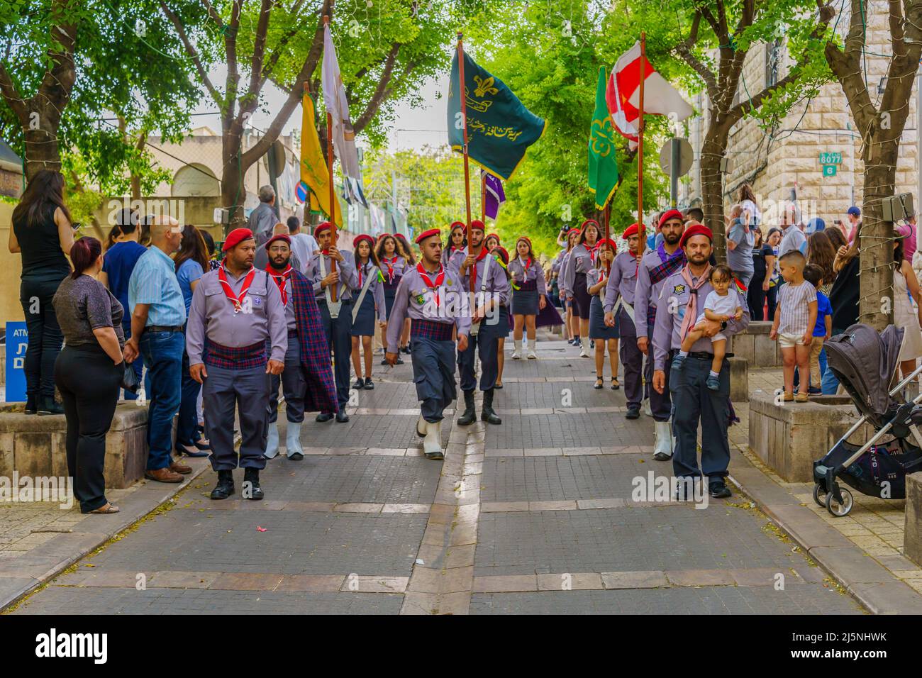 Nazareth, Israel - April 23, 2022: Scouts and others in a parade, part ...
