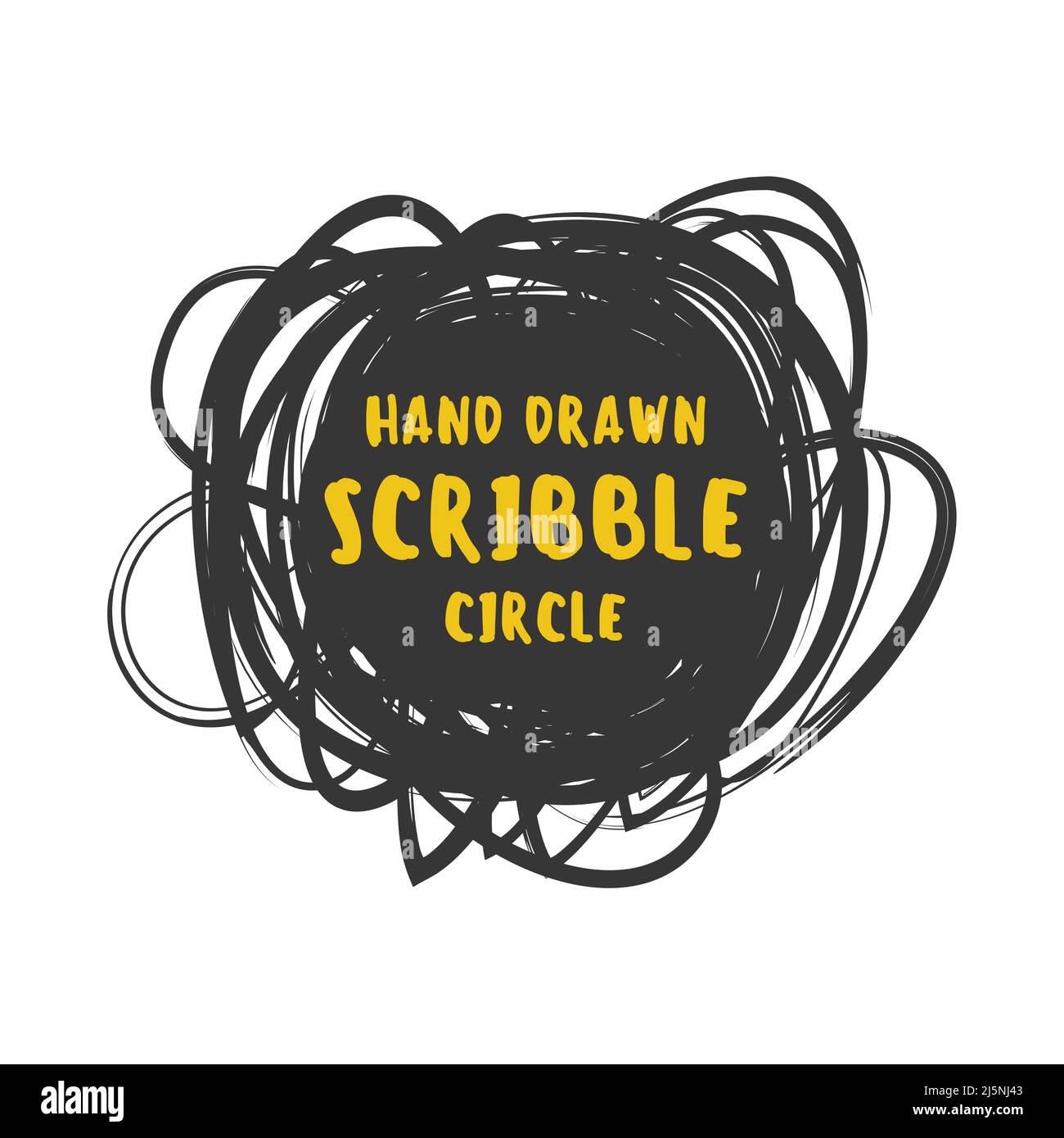 Hand drawn scribble colorful vector circle and label with text Stock ...