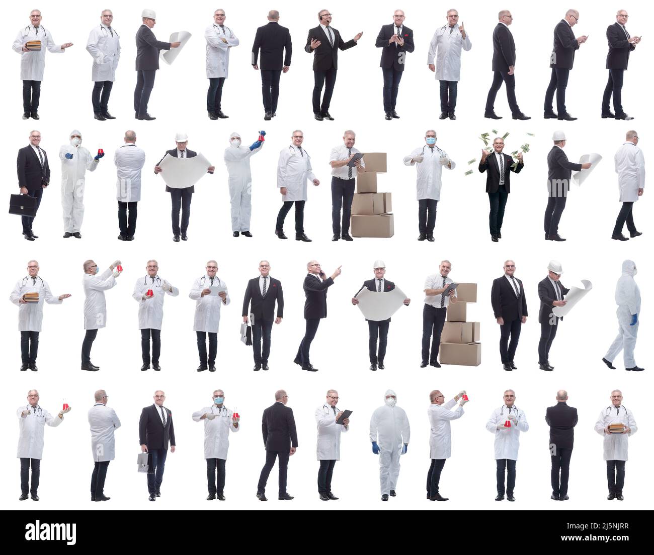 collage of a man in full growth displaying many professions and ...