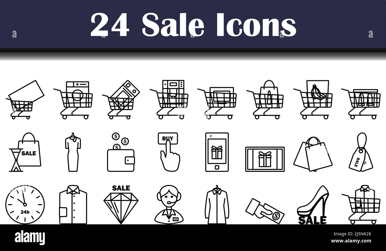 Sale Icon Set. Bold outline design with editable stroke width. Vector ...