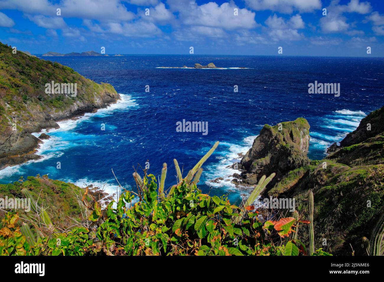 Little Tobago Island. Beautiful Caribbean sea coast landscape with ...