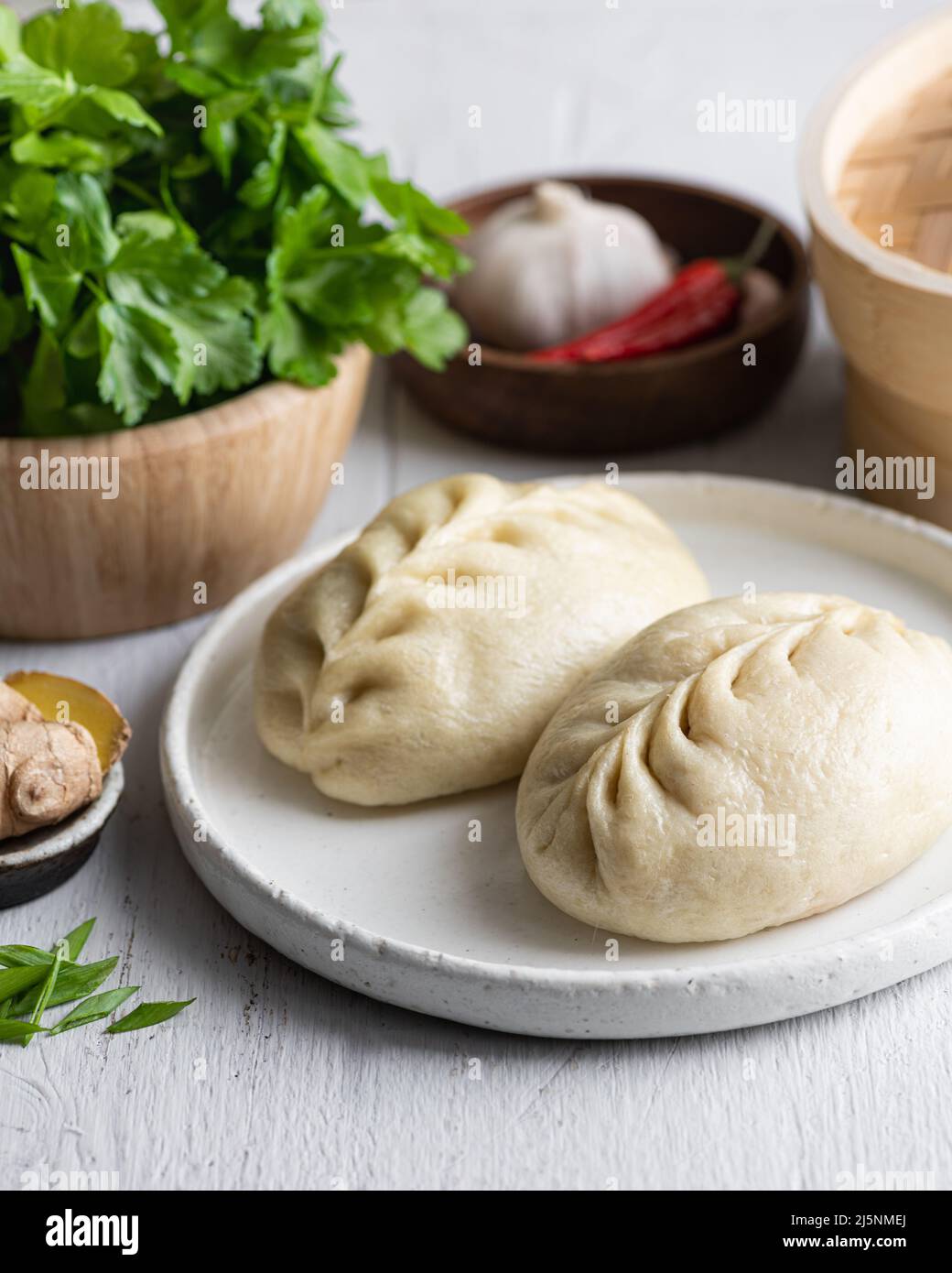 Traditional Korean steamed pie, pyanse or pigodi Stock Photo - Alamy