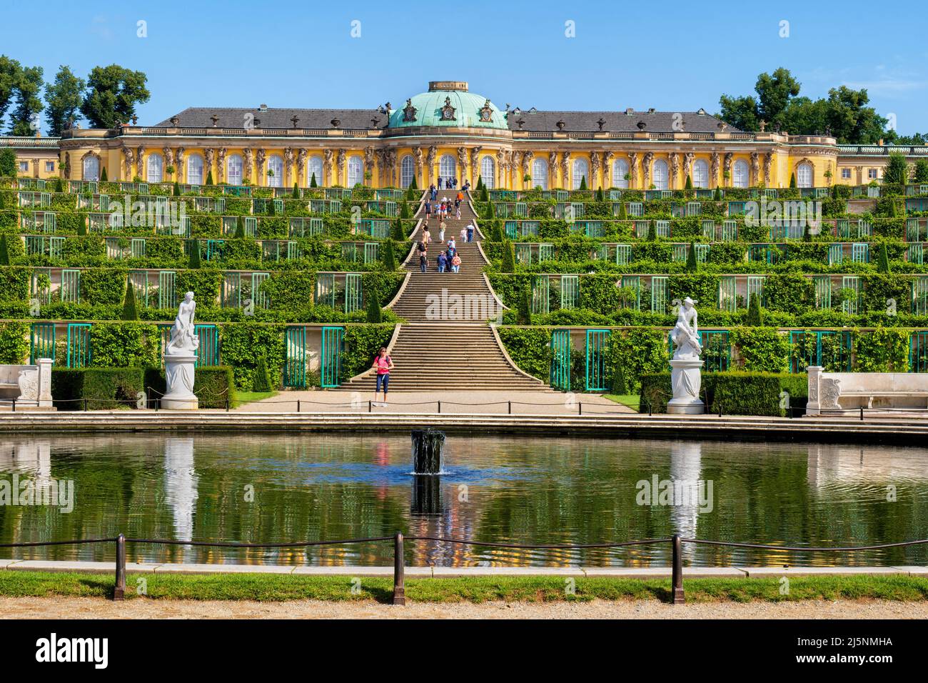 Sanssouci Palace and gardens, fountain in Sanssouci Park in city of ...