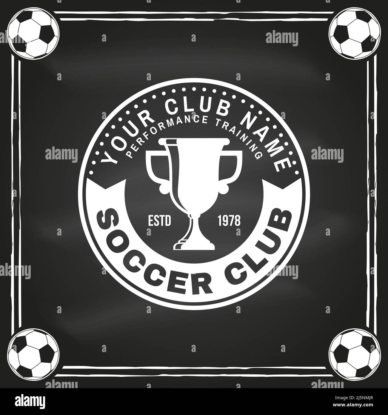Soccer, football club badge design on chalkboard. Vector illustration ...