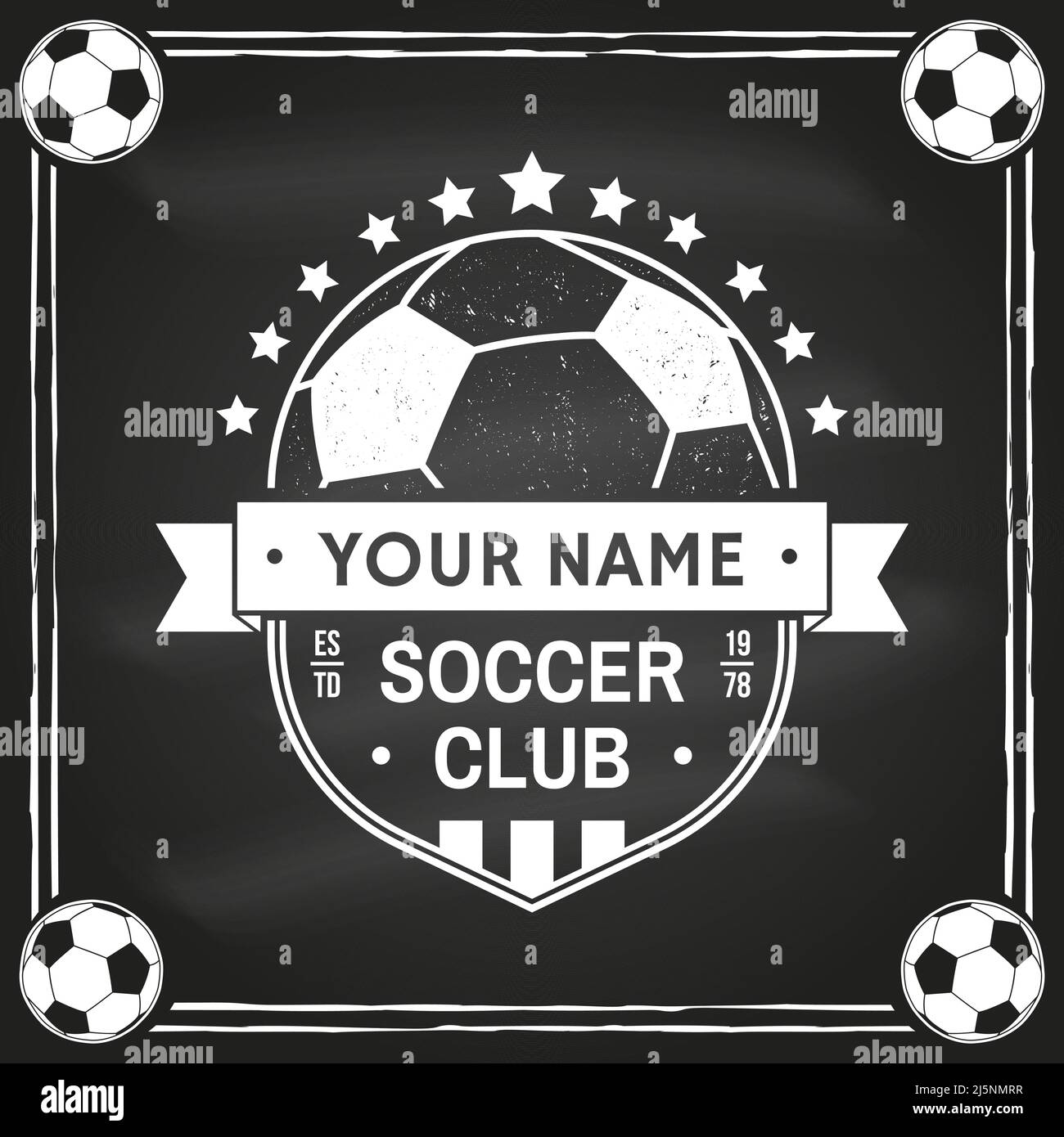 Soccer, football club badge design on chalkboard. Vector illustration ...