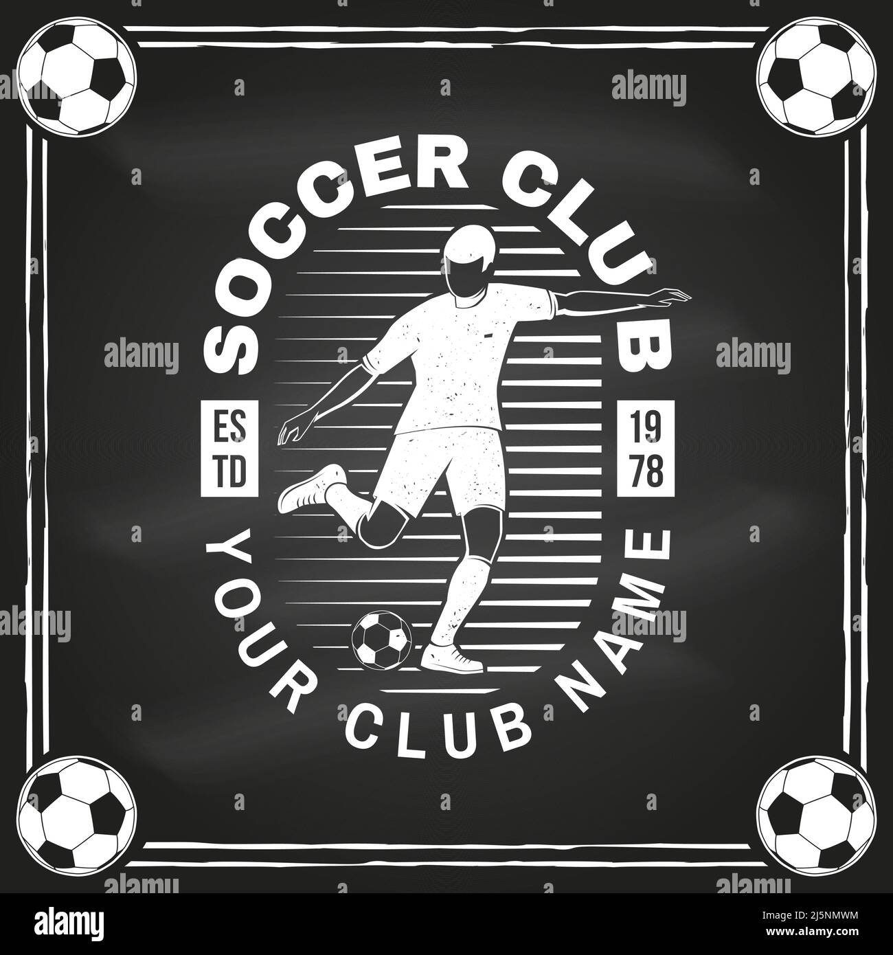 Soccer, football club badge design on chalkboard. Vector illustration ...