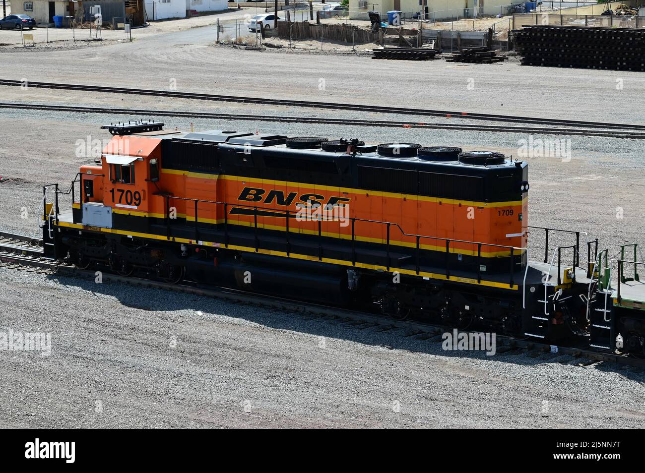 A EMD SD40-2 in BNSF branding at Barstow station Stock Photo - Alamy