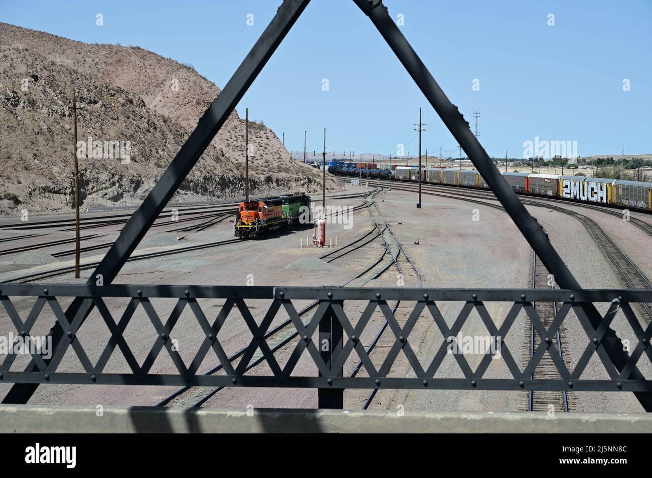 Two American diesel engines at Barstow station in California Stock ...