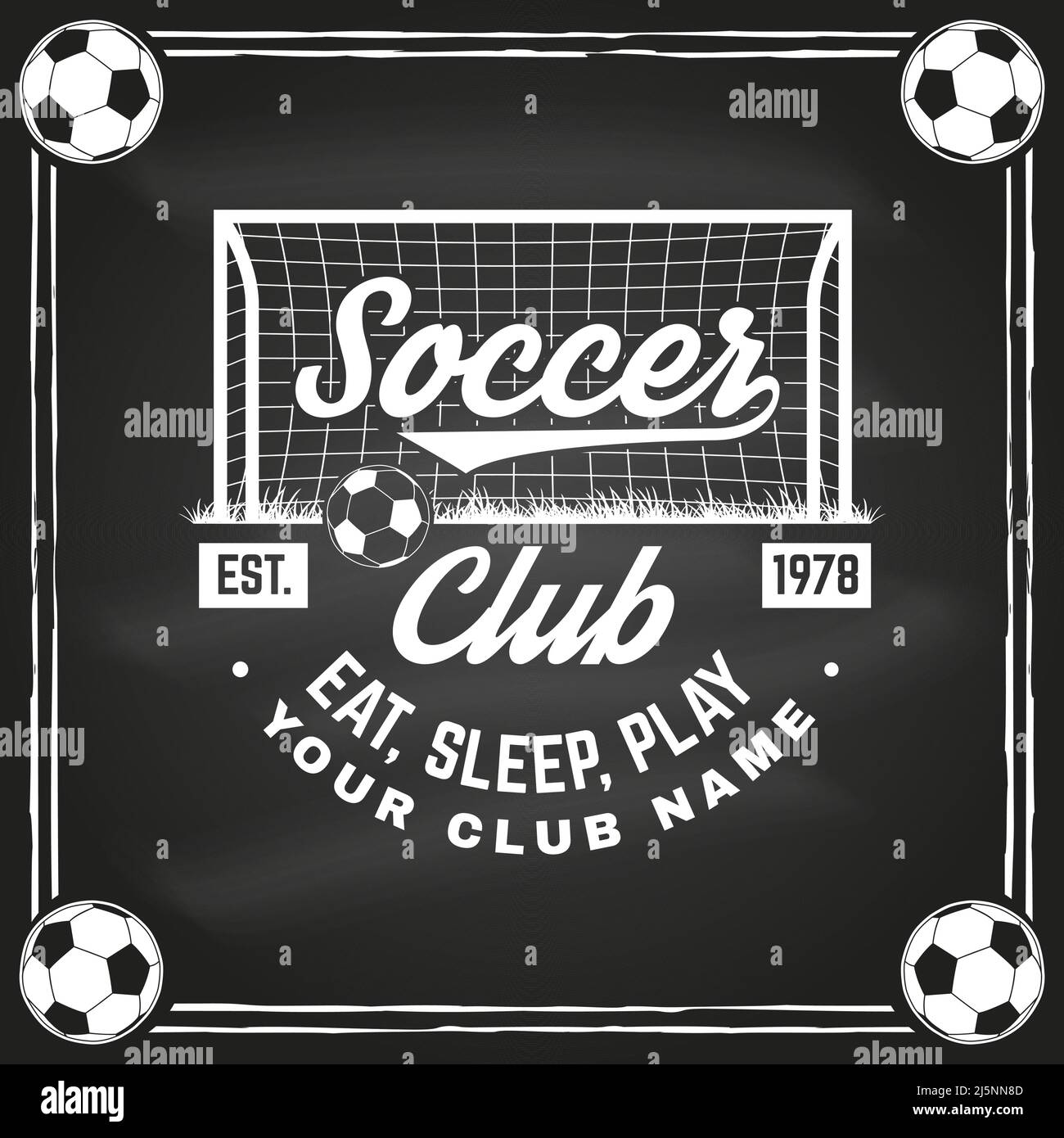 Soccer, football club badge design on chalkboard. Vector illustration ...