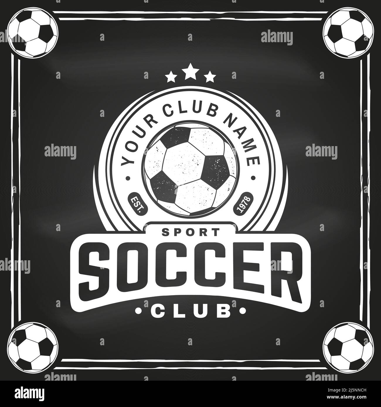 Soccer, football club badge design on chalkboard. Vector illustration ...