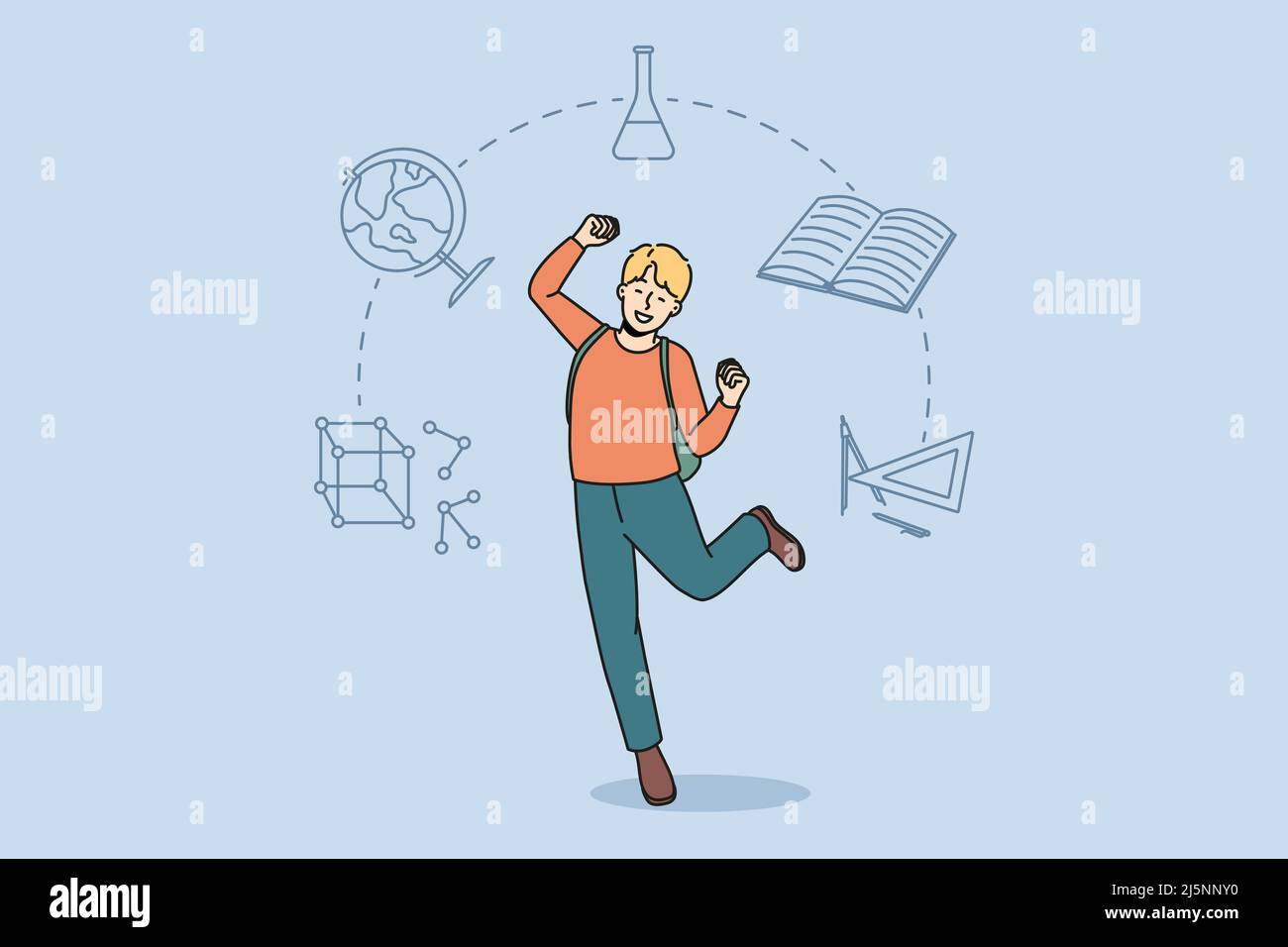 Happy boy child feel excited about being back to school. Smiling kid ...