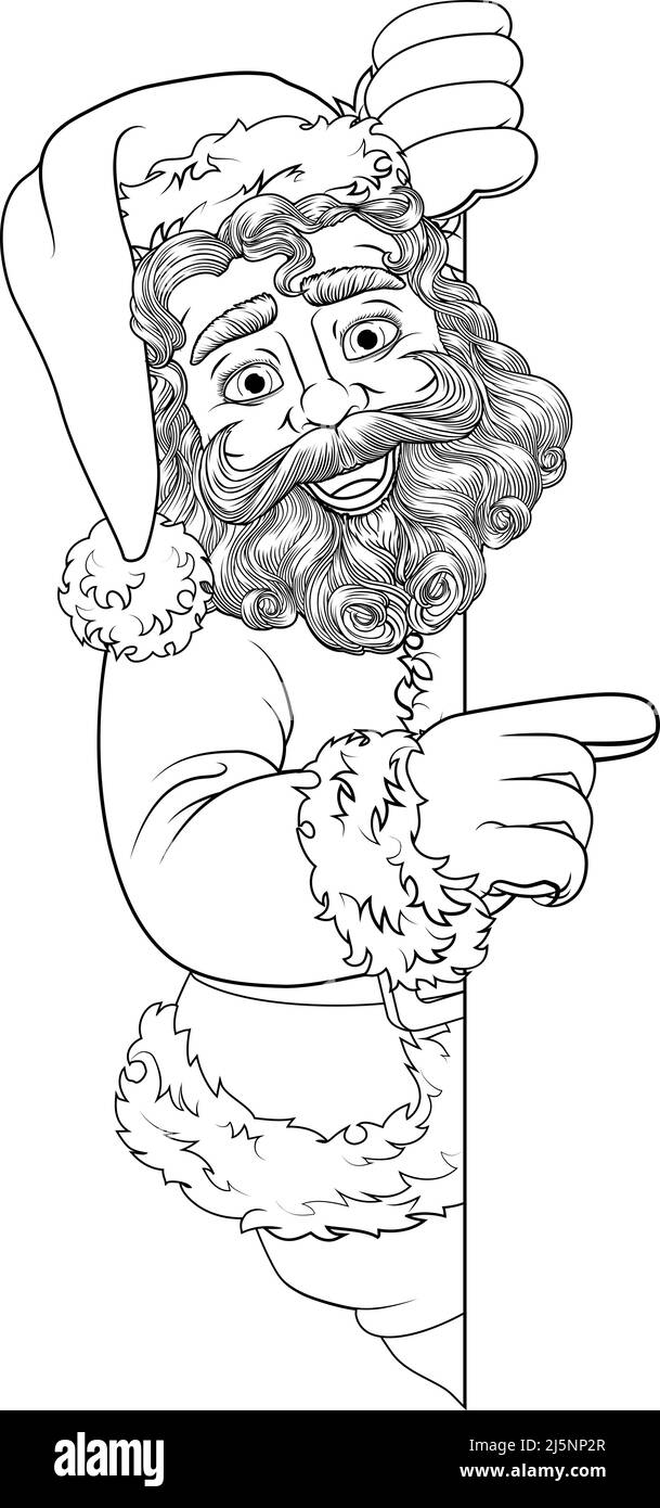 Santa Claus Christmas Pointing at Sign Cartoon Stock Vector Image & Art ...