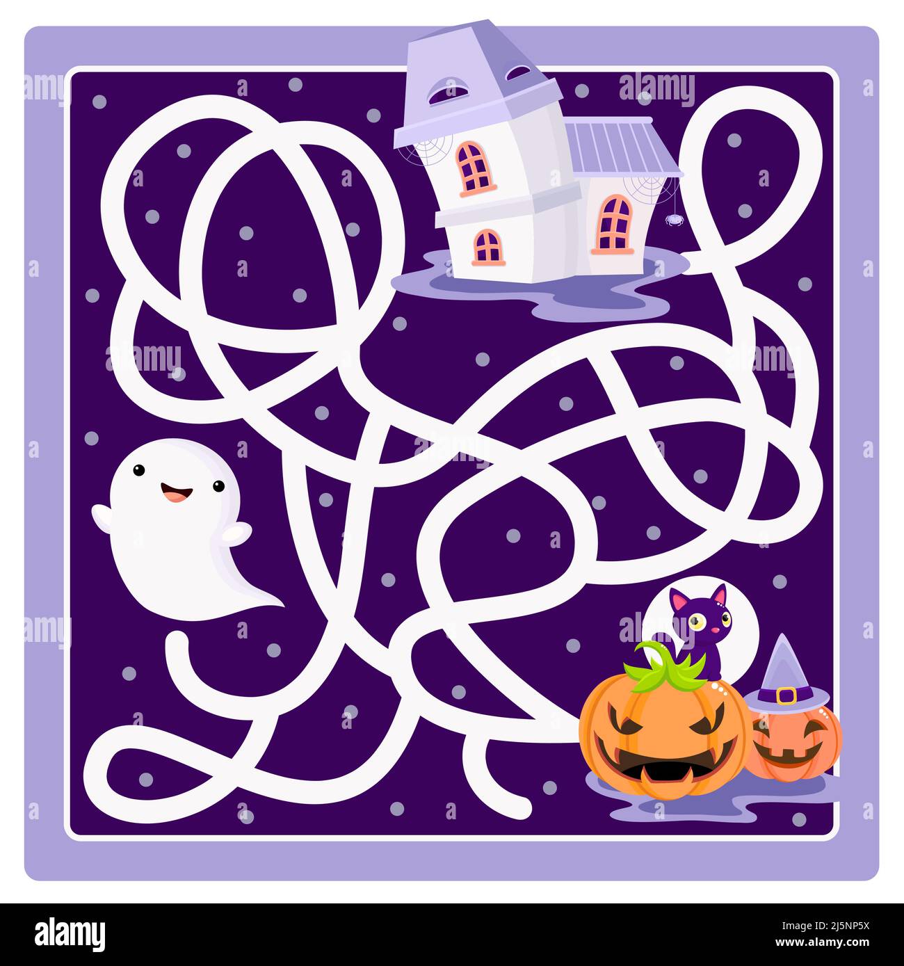 Help the little ghost find the way to haunted house. Labyrinth for ...