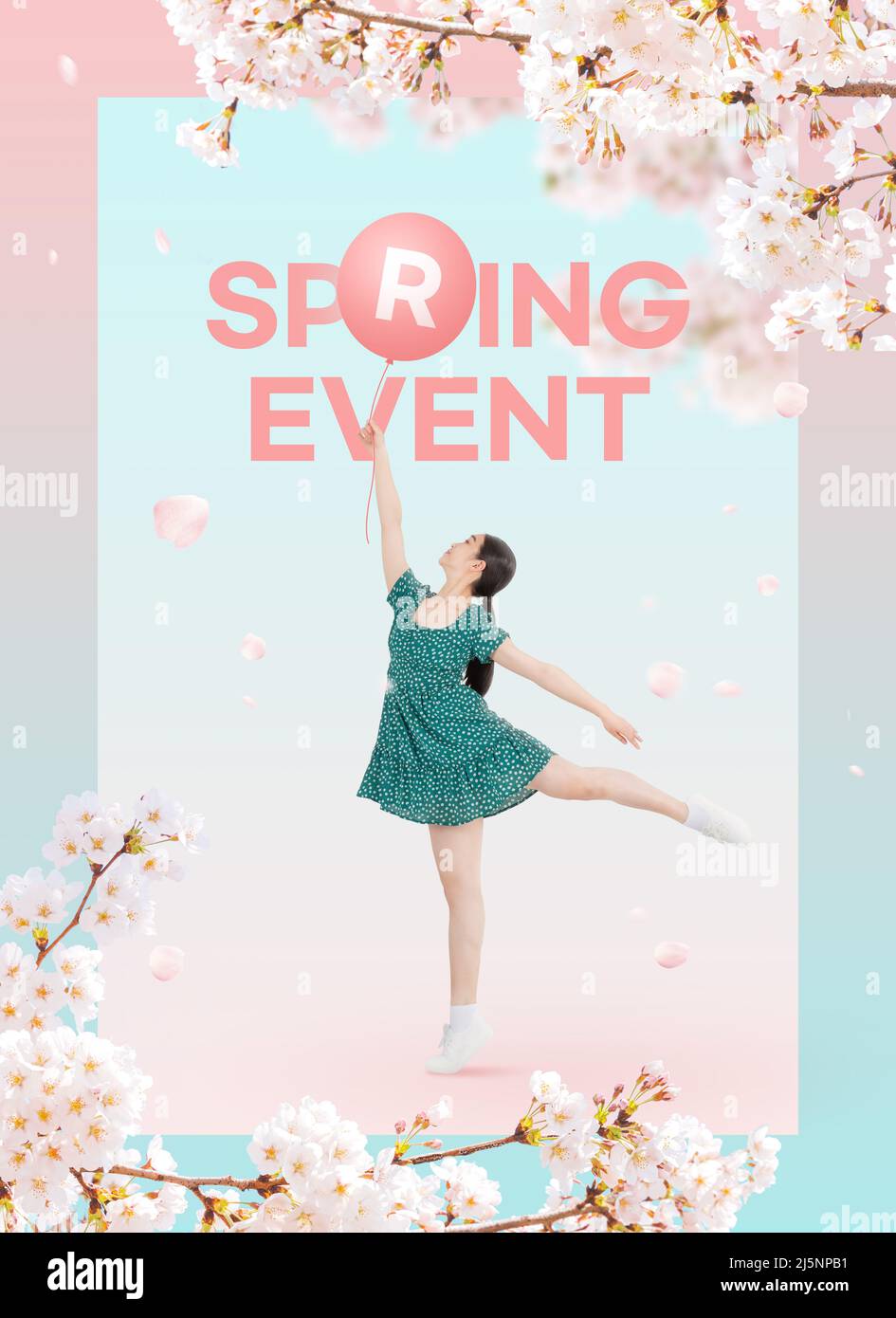 spring event template beautiful Asian Korean woman dancing between ...