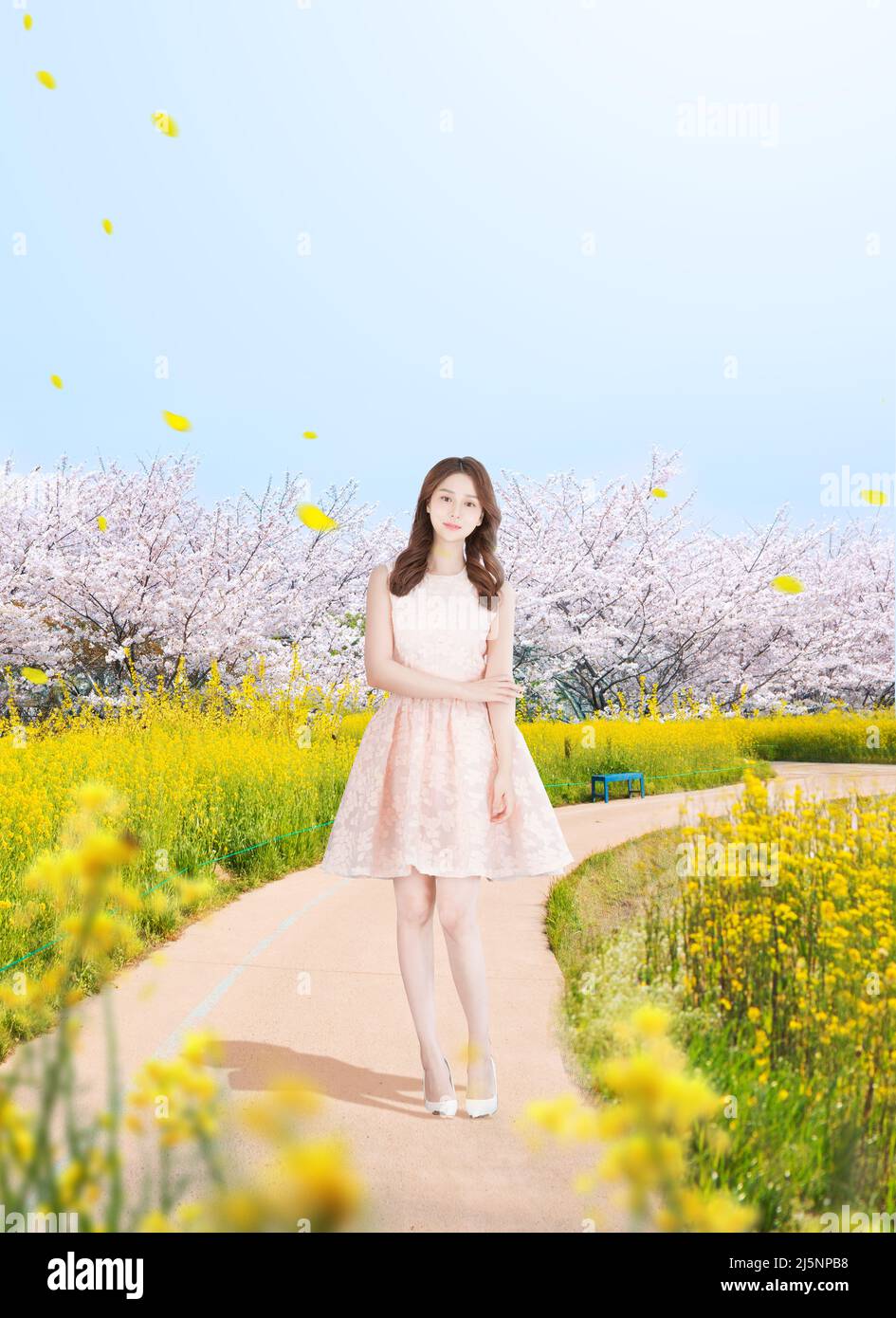 spring event template beautiful Asian Korean woman on a walking at the ...