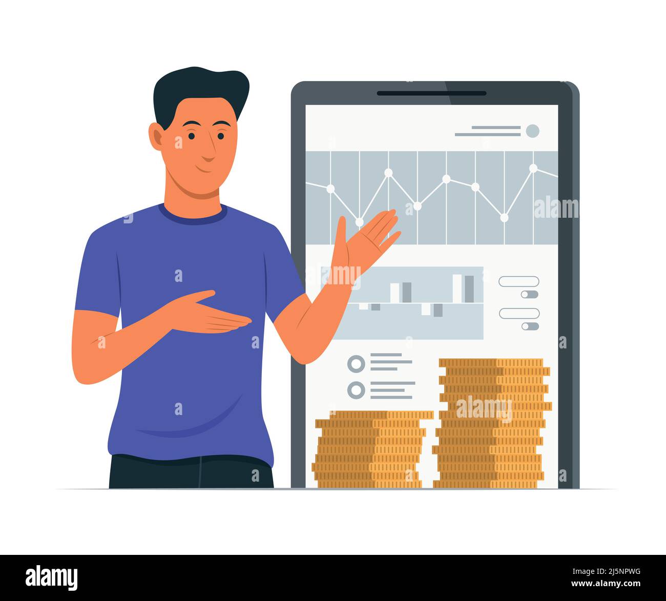 Male cartoon character investing Stock Vector Images - Alamy