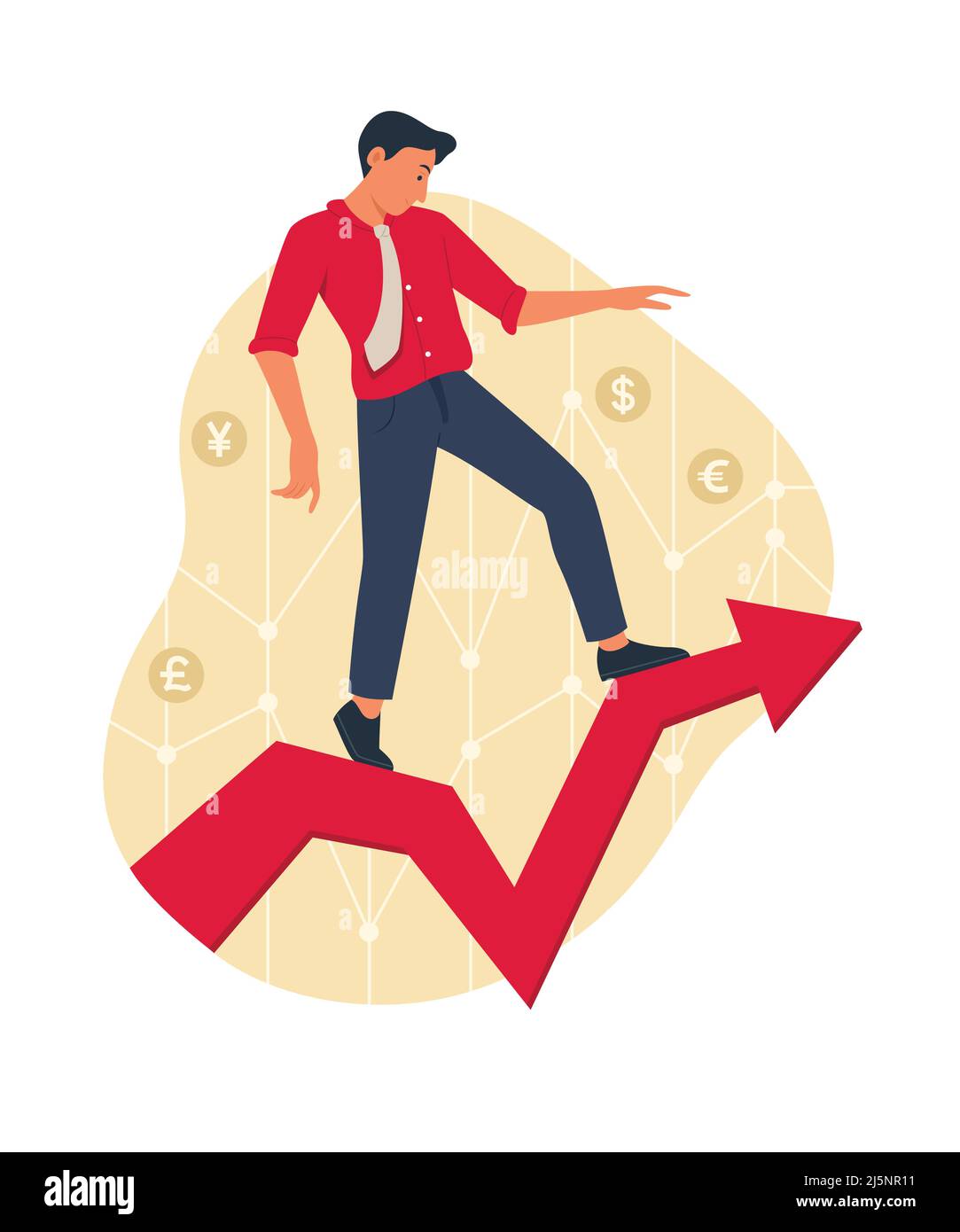 Businessman on growing graph Cut Out Stock Images & Pictures - Alamy