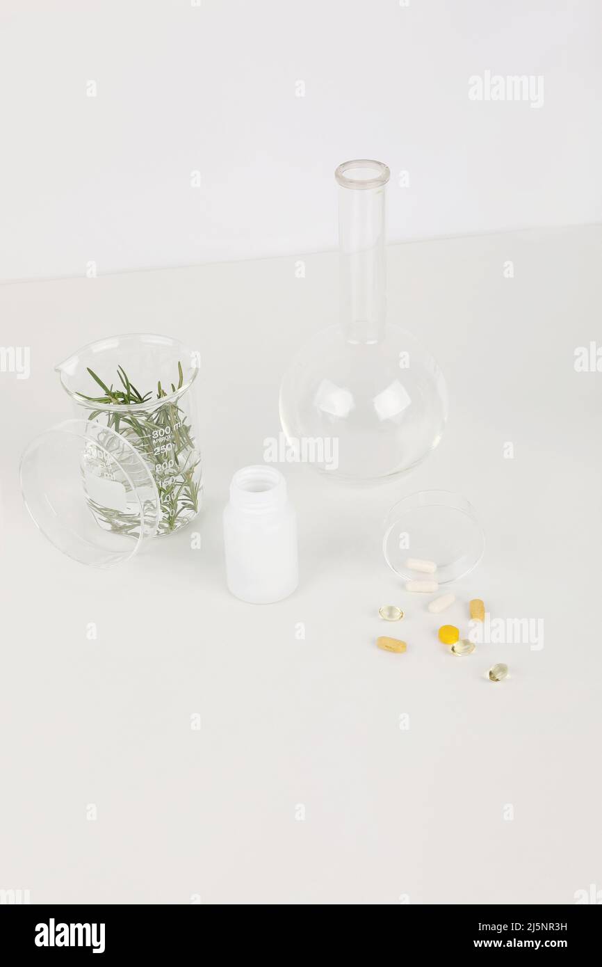 a study of medicine, white background, medical creative concept photo ...
