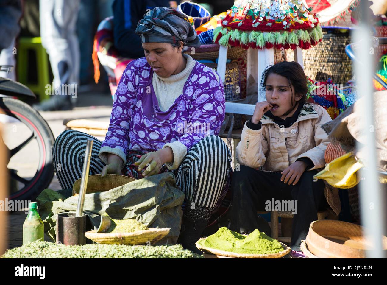 Marrakesh, Morocco-February 28,2020:A typical street in the ancient ...