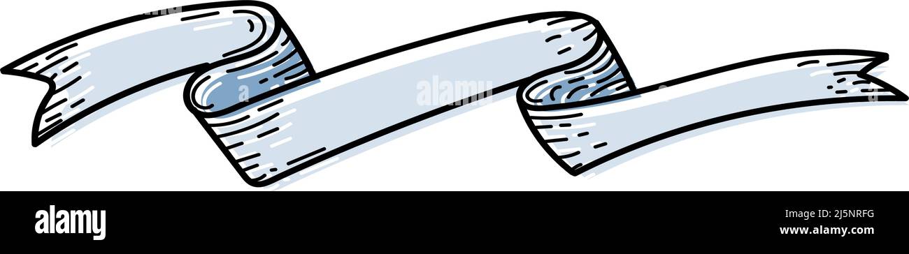Emblem in the form of a ribbon. Hand-drawn doodle sketch element. A ...