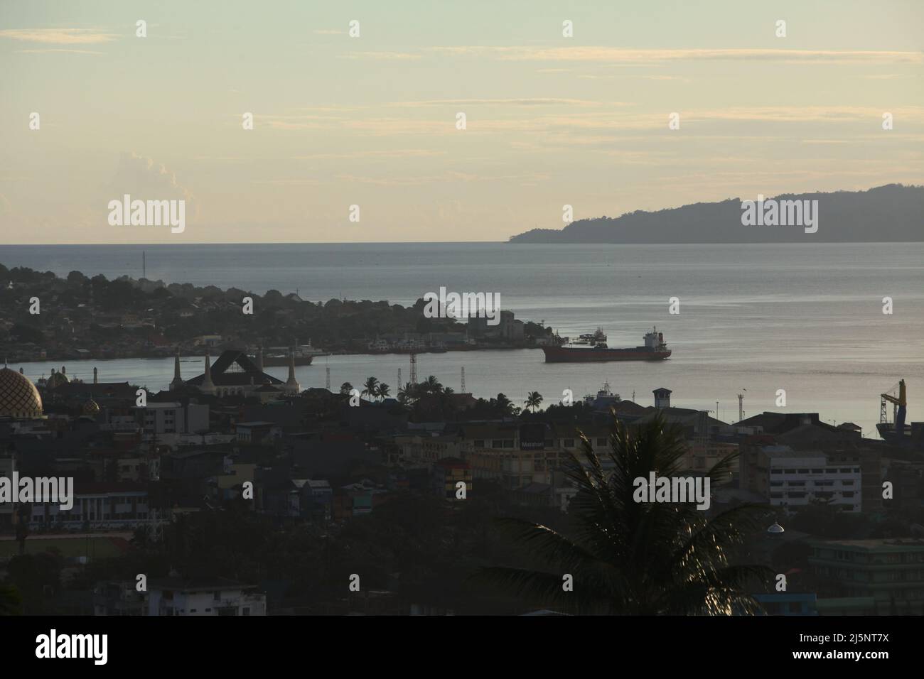 Bay of Ambon and part of Ambon City are seen from Karangpanjang hill in ...