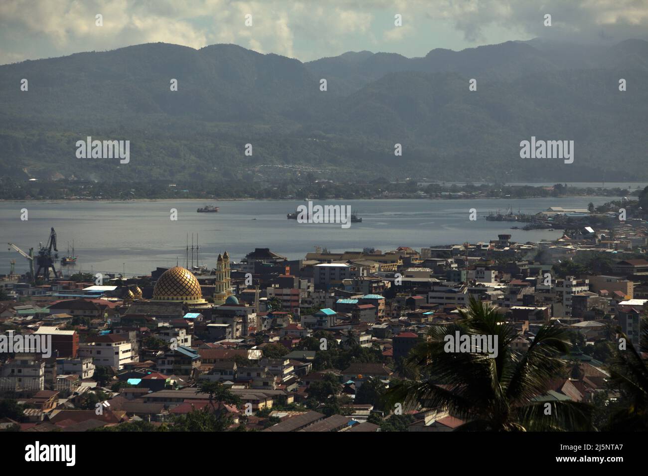 Bay of Ambon and part of Ambon City are seen from Karangpanjang hill in ...