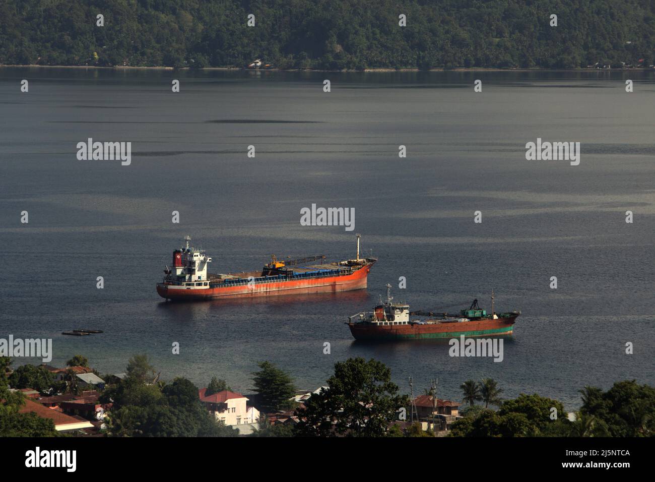 Bay of Ambon and part of Ambon City is seen from Karangpanjang hill in ...