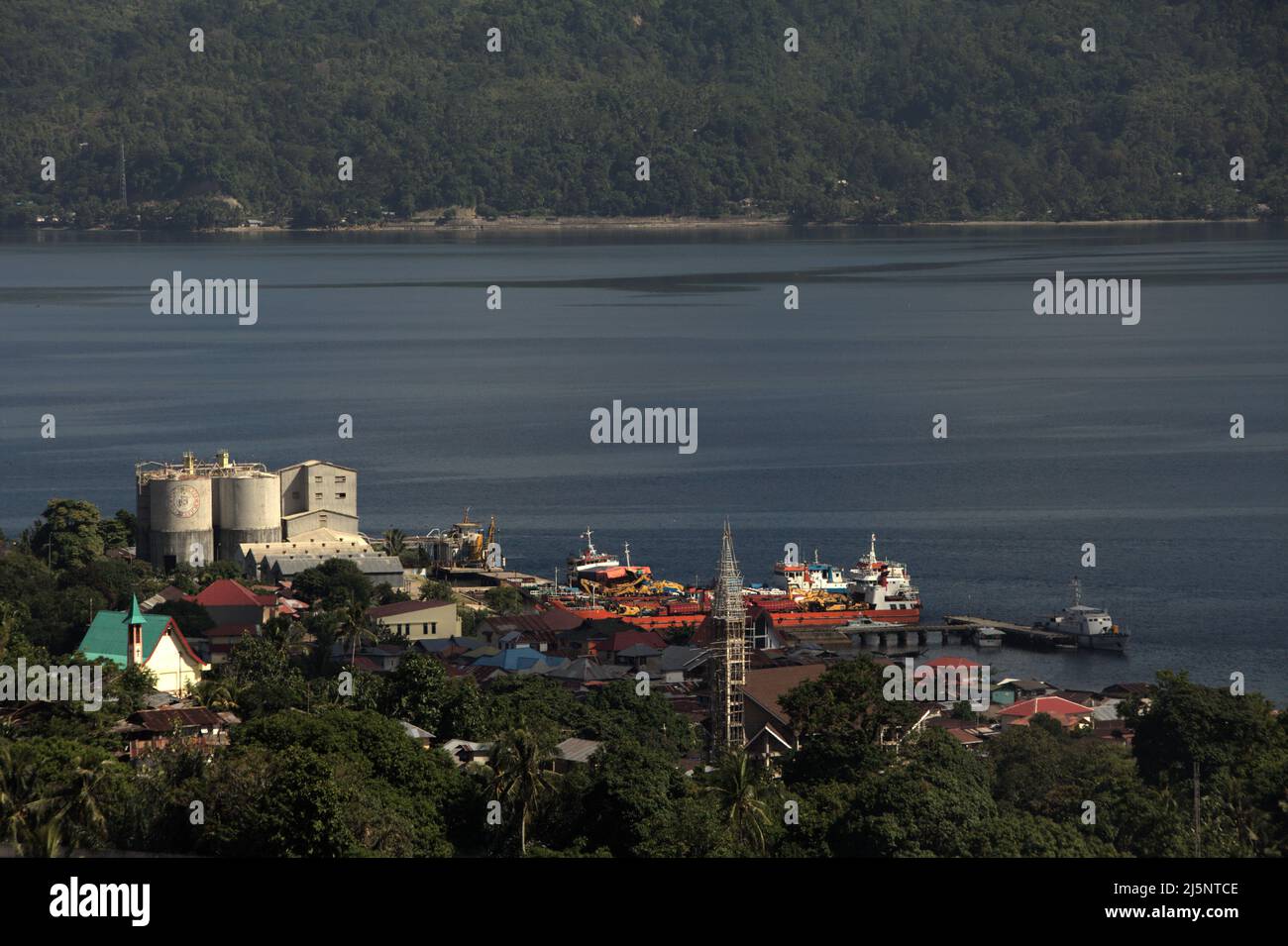 Bay of Ambon and part of Ambon City are seen from Karangpanjang hill in ...