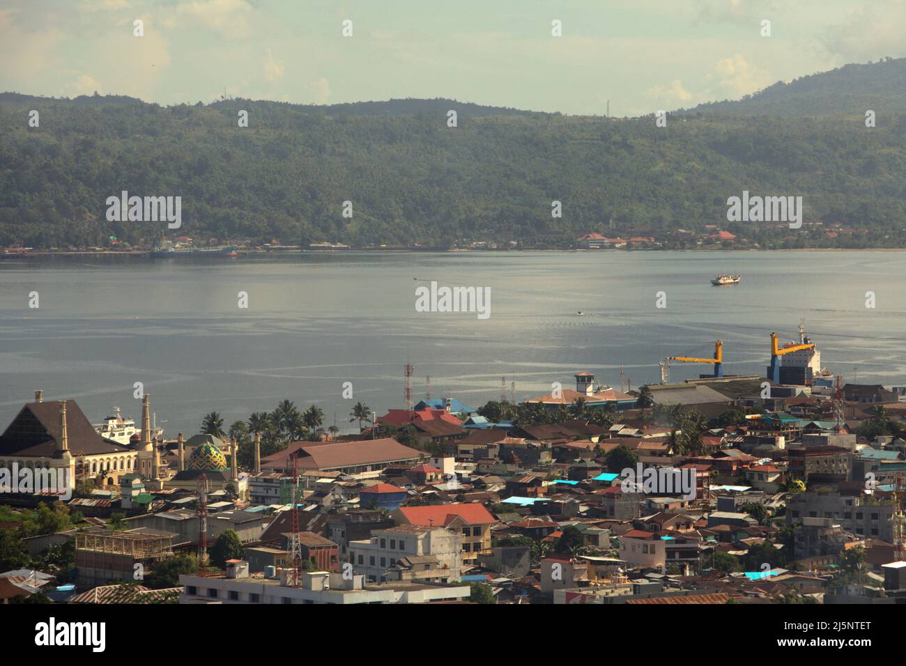 Bay of Ambon and part of Ambon City are seen from Karangpanjang hill in ...