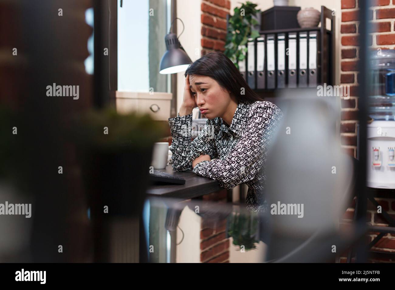 Agency office tired employee worried by looking at failed startup ...