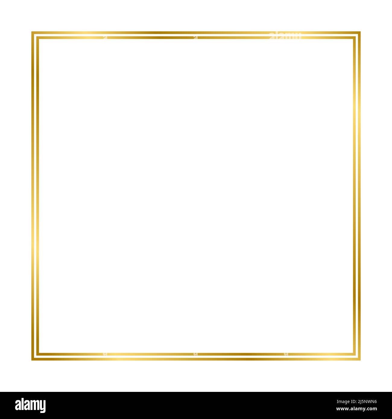 Gold shiny glowing vintage square frame with shadows isolated on white ...
