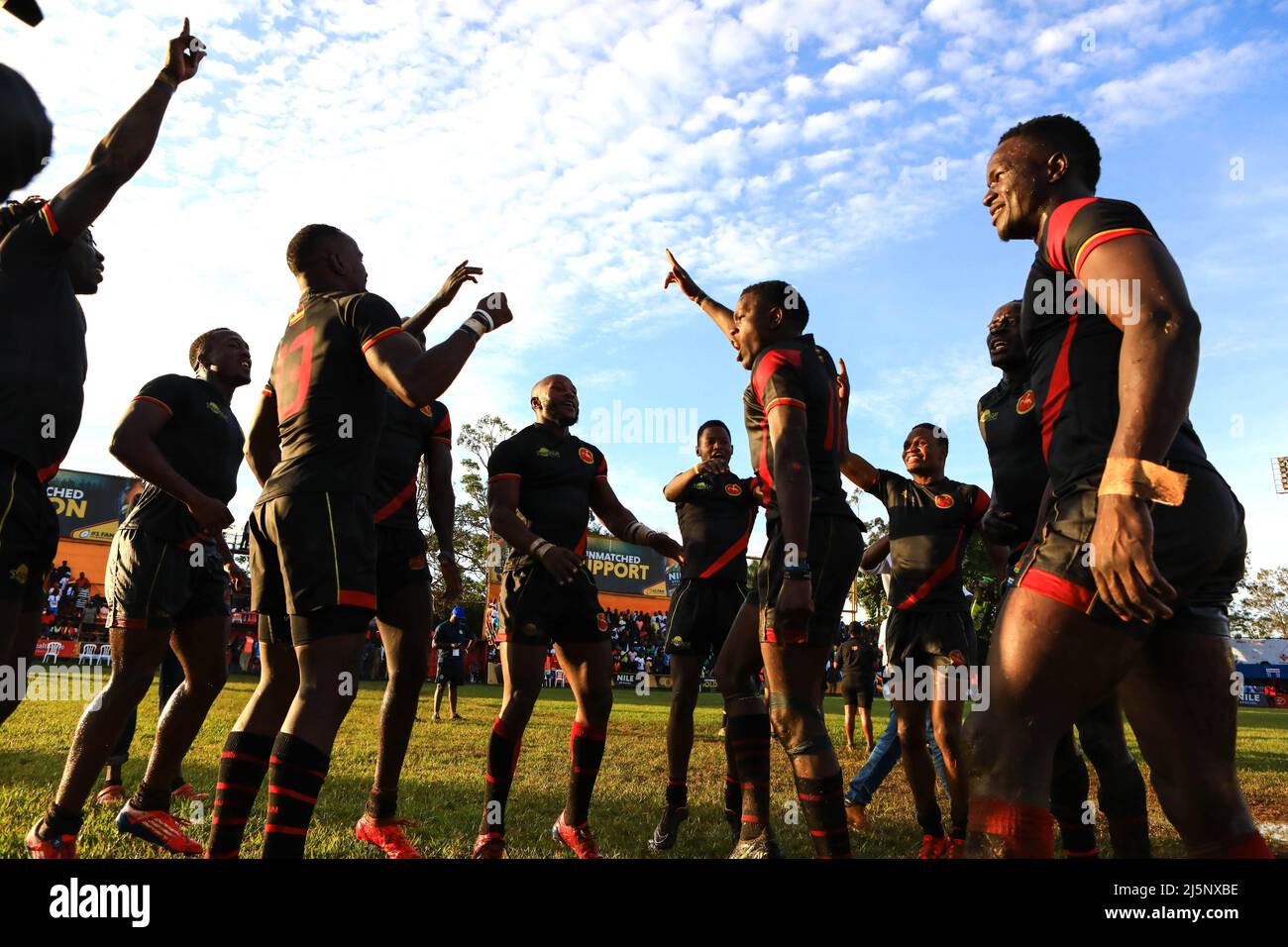 Kampala, Uganda. 24th Apr, 2022. Team Uganda celebrates after beating ...