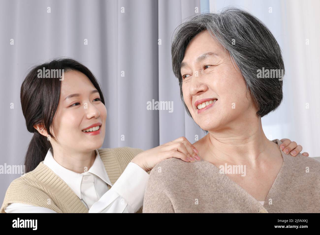 Asian Korean Family Massaging Stock Photo - Alamy